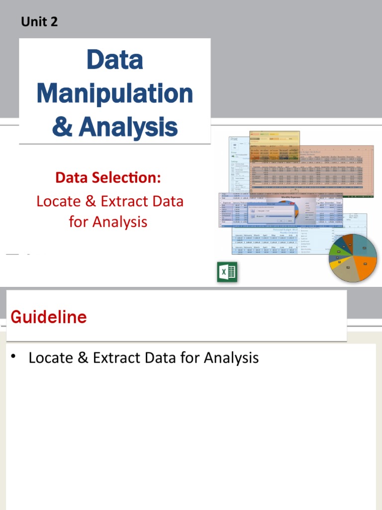 Data Manipulation & Analysis | Download Free PDF | Worksheet | Microsoft Excel