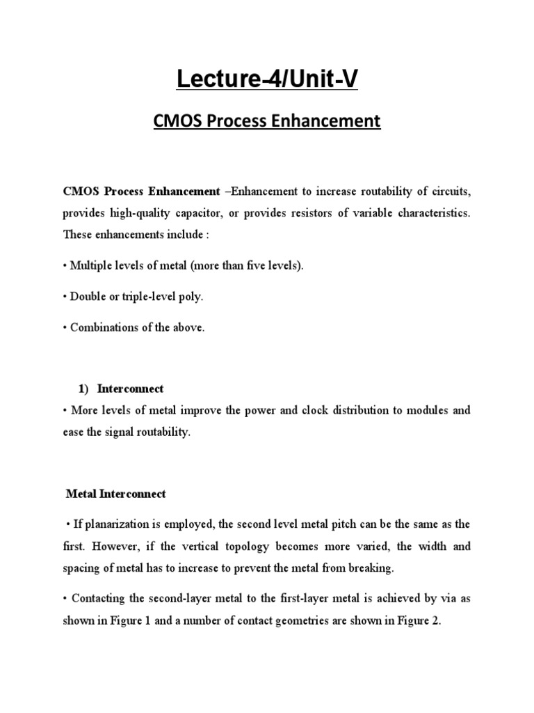 Lect.-4-CMOS Process Enhancement | PDF | Cmos | Integrated Circuit