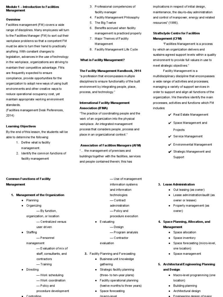 Module 1 - Introduction To Facilities Management | PDF | Business ...