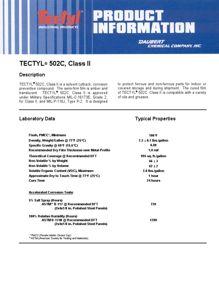 Tectyl 502c c2 Tds | PDF | Chemistry | Materials