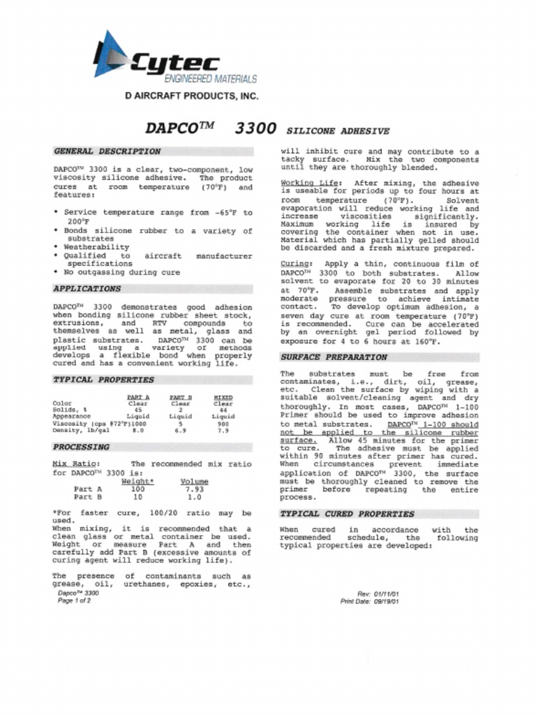 Dapco 3300 TDS | PDF