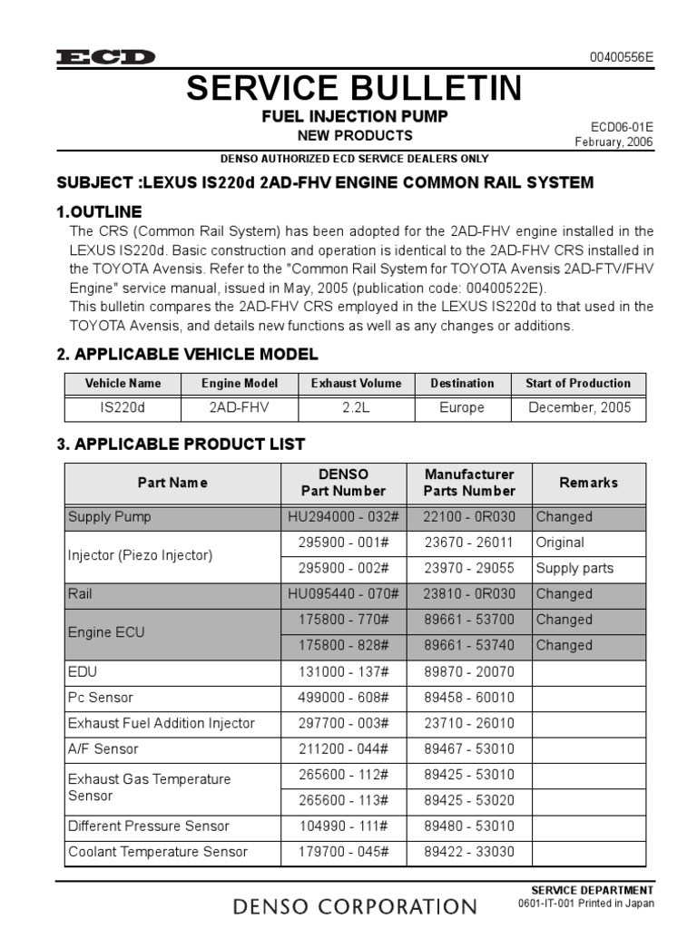 Service Bulletin: Fuel Injection Pump | Download Free PDF | Fuel ...