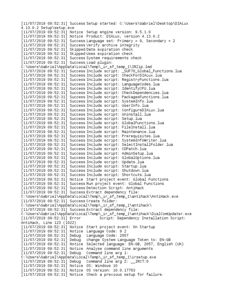 DIALux Setup Log | PDF | Command Line Interface | Computer File