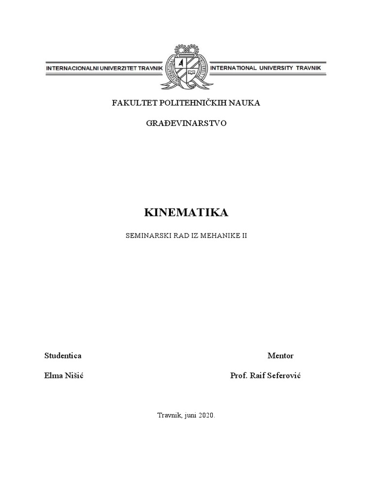 Kinematika Mehanika Ii | PDF