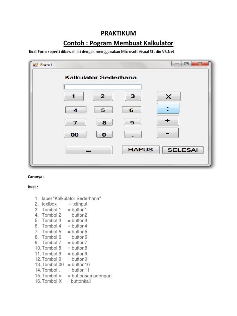VB.Net Kalkulator Sederhana Membuat Program | PDF | .Net Framework | Microsoft