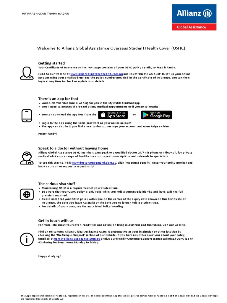 Welcome To Allianz Global Assistance Overseas Student Health Cover ...