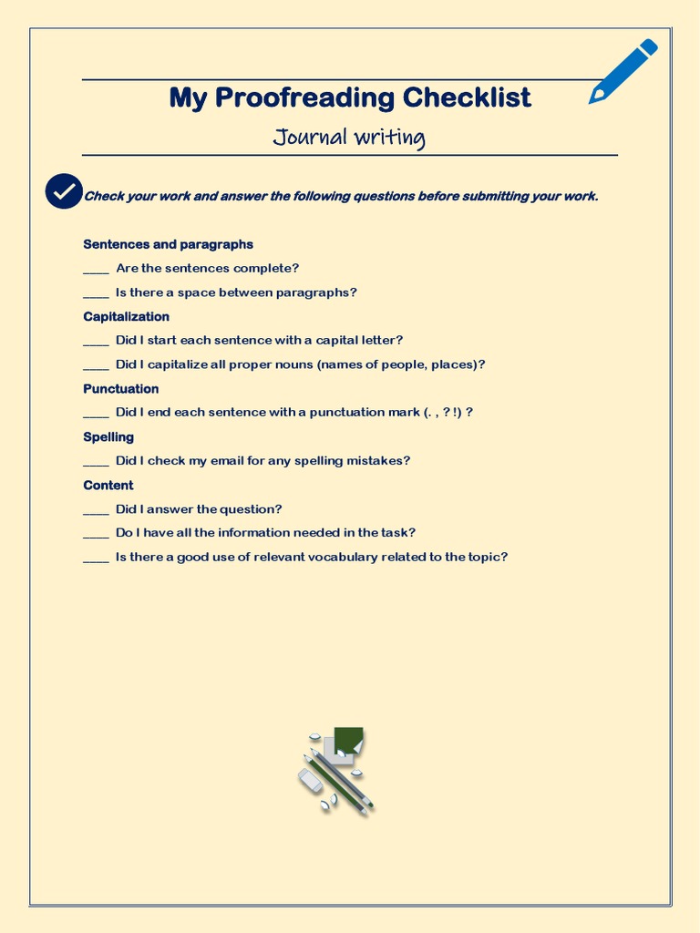 My Proofreading Checklist: Journal Writing | PDF