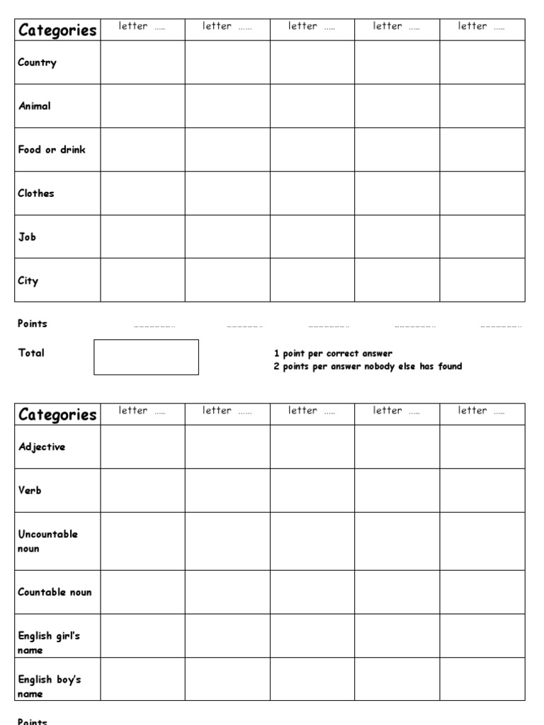 Categories Game The Category Game Stop The Bus Fun Activities Games ...