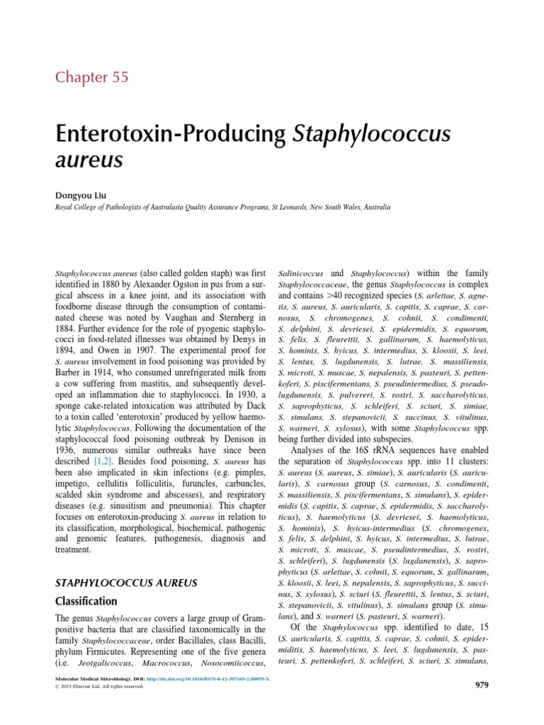 Enterotoxin-Producing Staphylococcus Aureus | PDF | Major ...