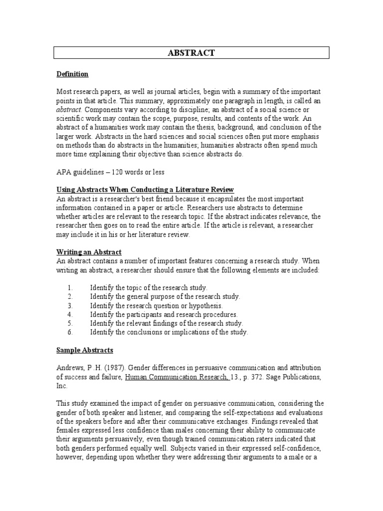 Abstract. Components Vary According To Discipline An Abstract of A ...