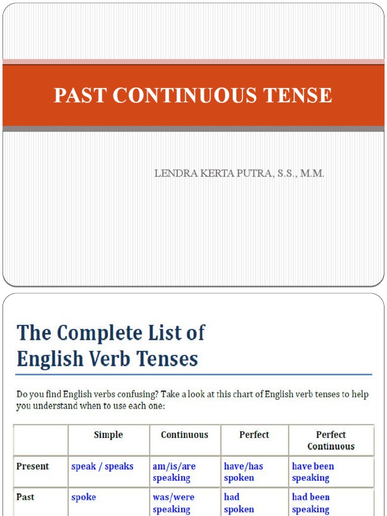 Past Continuous Tense | PDF
