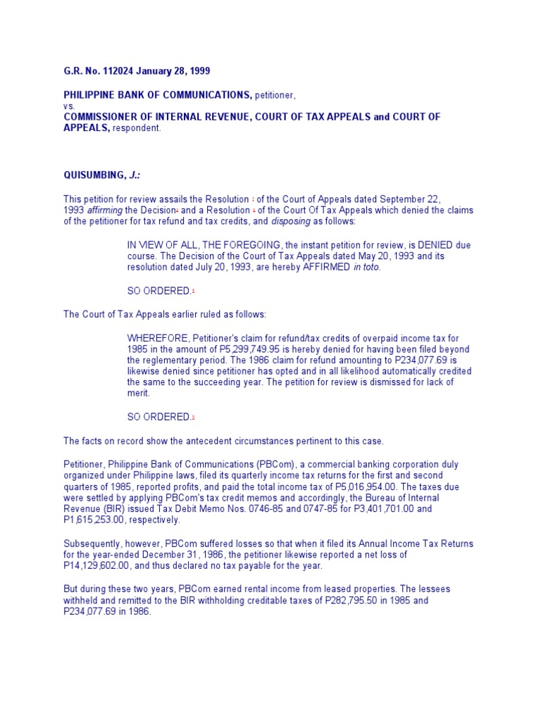 PBCom Vs CIR Full Text | Download Free PDF | Tax Refund | Internal ...