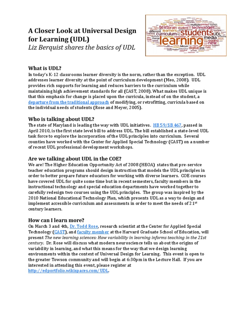 A Closer Look at Universal Design For Learning | PDF | Curriculum ...