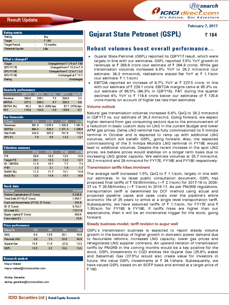 Gujarat State Petronet (GSPL) : Robust Volumes Boost Overall ...