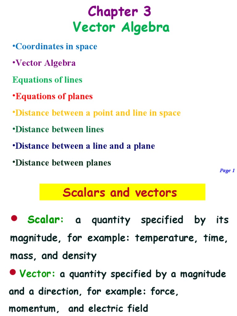 Vector Algebra: - Coordinates in Space | PDF | Euclidean Vector | Plane ...