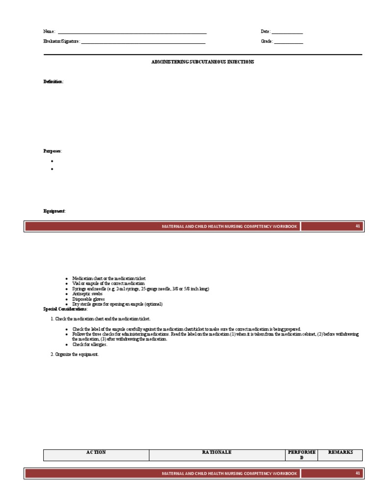 Administering Subcutaneous Medications | PDF | Injection (Medicine ...