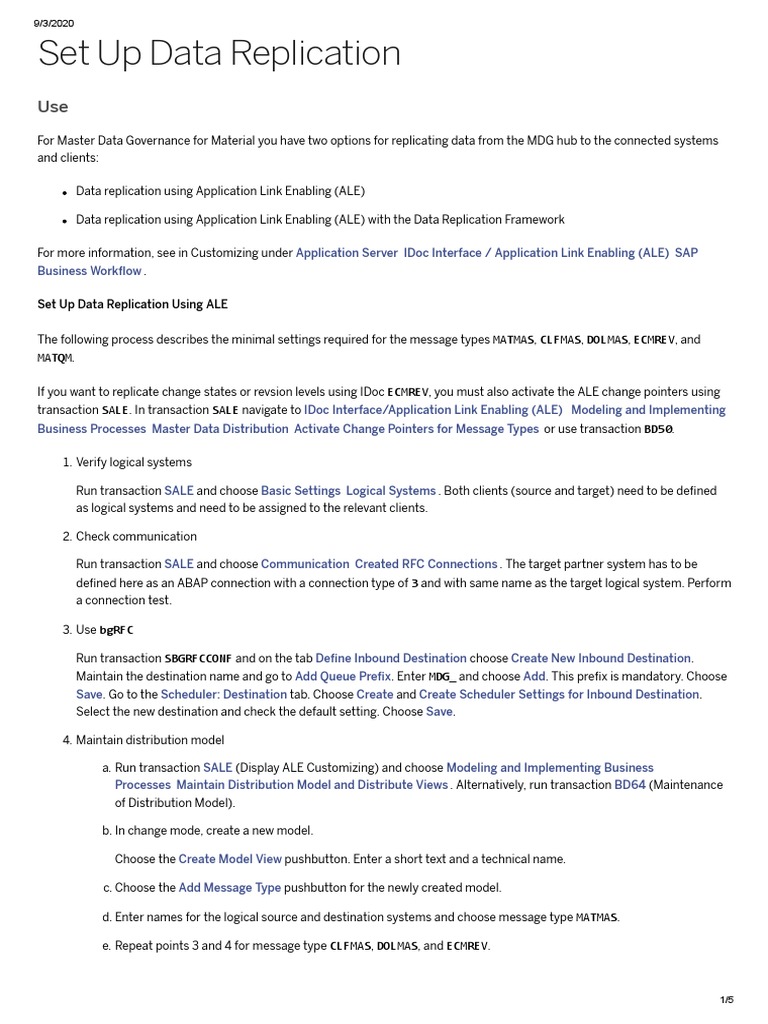 Set Up Data Replication: Matmas Clfmas Dolmas Ecmrev Matqm Ecmrev Sale Sale BD50 | PDF ...