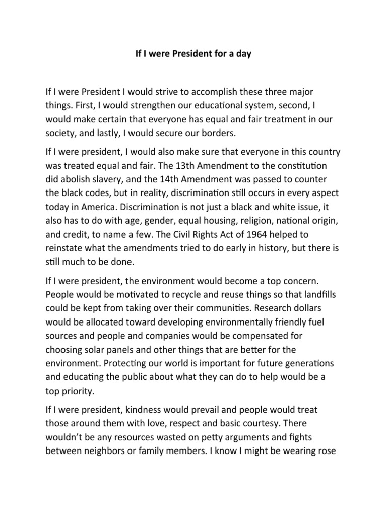 If I Were President For A Day | PDF