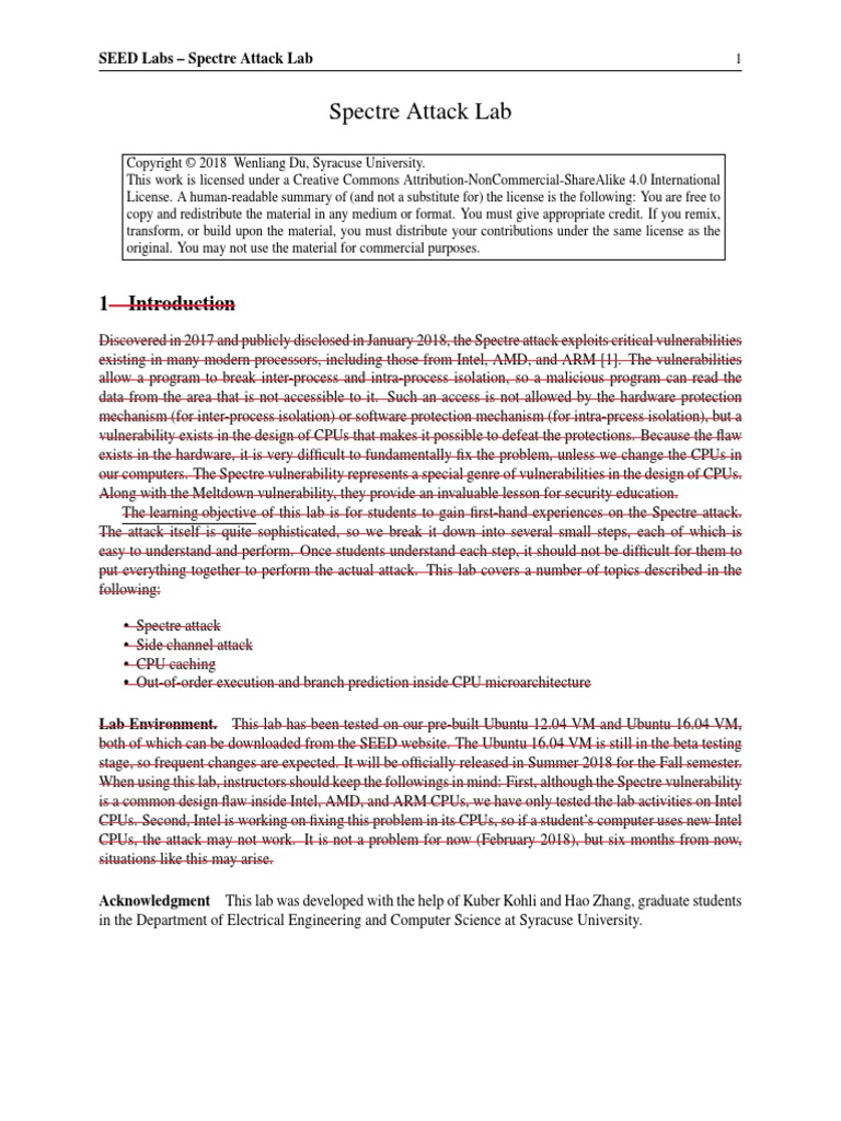 Spectre Attack Lab | PDF | Central Processing Unit | Cpu Cache