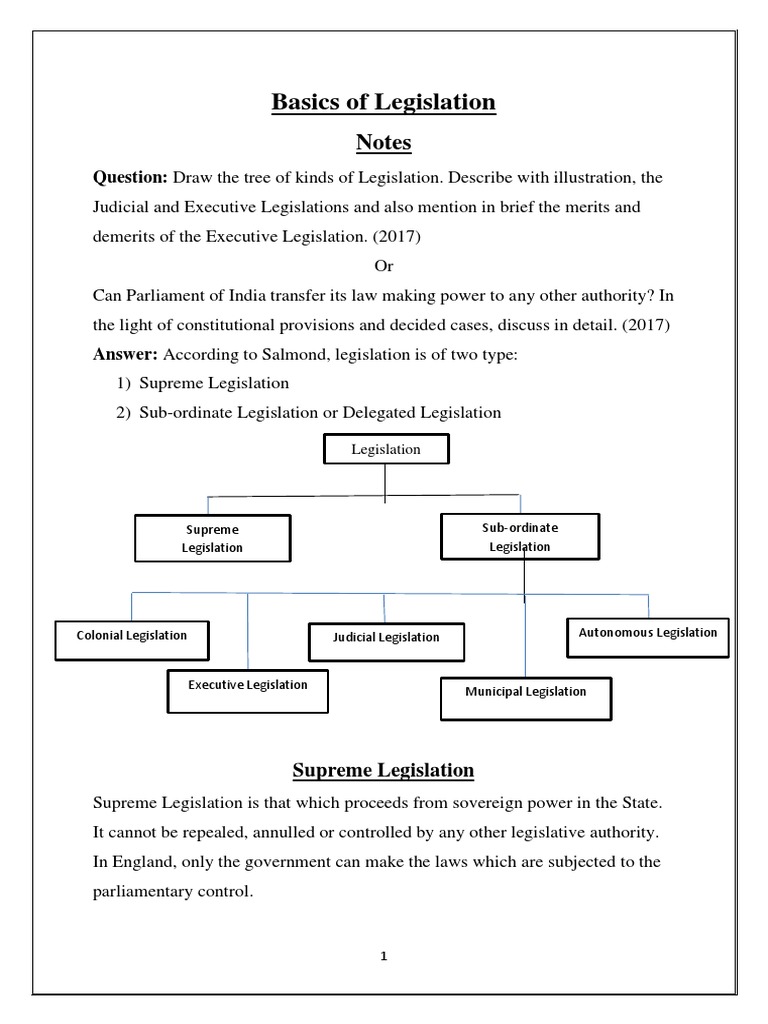 Notes-Basics of Legislation PDF | PDF | Bill (Law) | Government ...