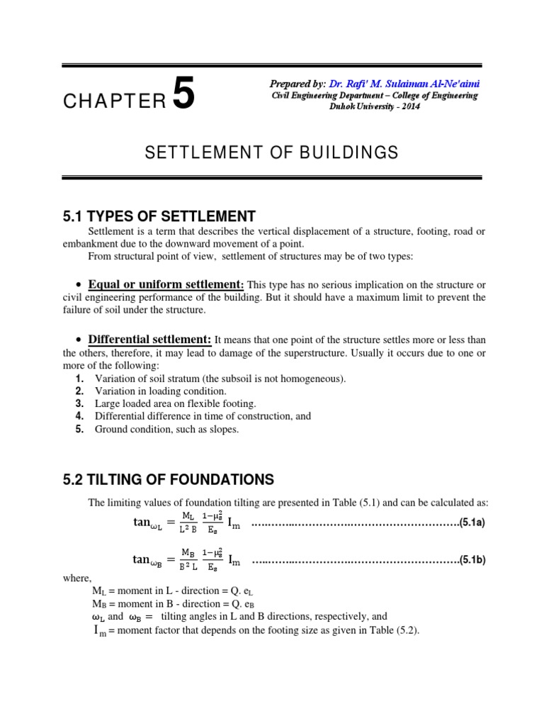 Types of Building Settlement Explained | PDF | Physics | Building ...