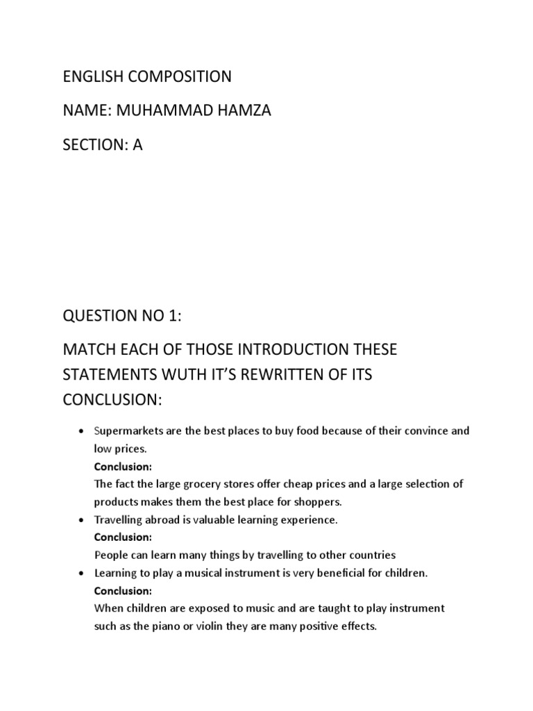 English Composition: Introduction and Conclusion Matching | PDF