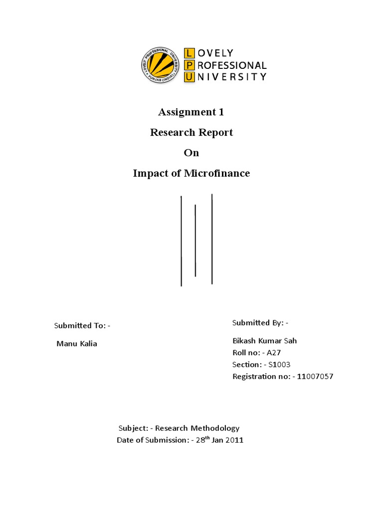 Assignment 1 Research Report On Impact of Microfinance | PDF ...