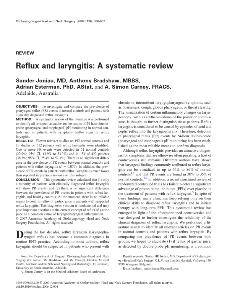 Reflux and Laryngitis | PDF | Gastroesophageal Reflux Disease ...