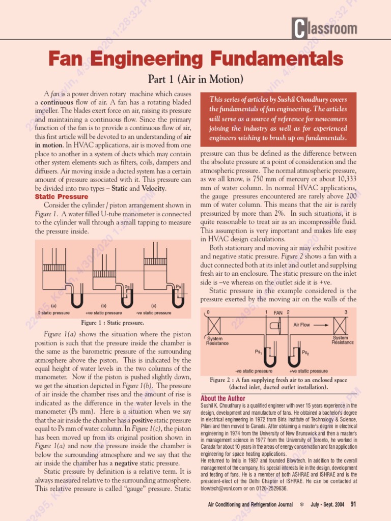 Fan Engineering Fundamentals PDF | PDF | Pressure Measurement | Pressure