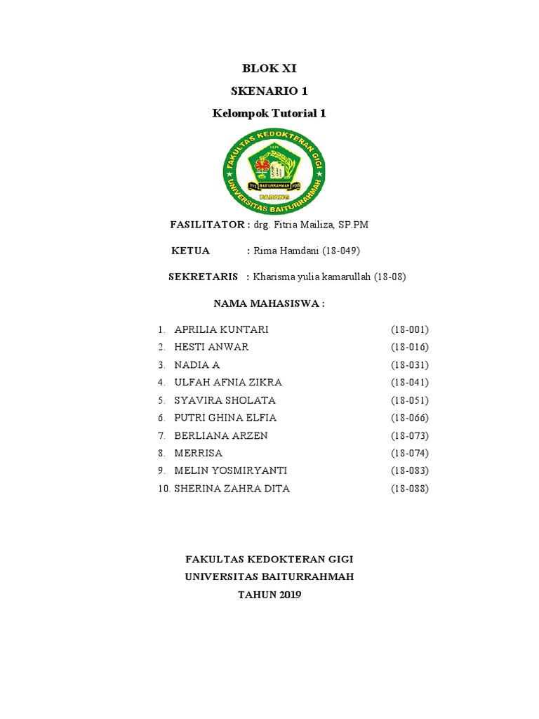 Blok Xi Skenario 1 Kelompok Tutorial 1 | PDF