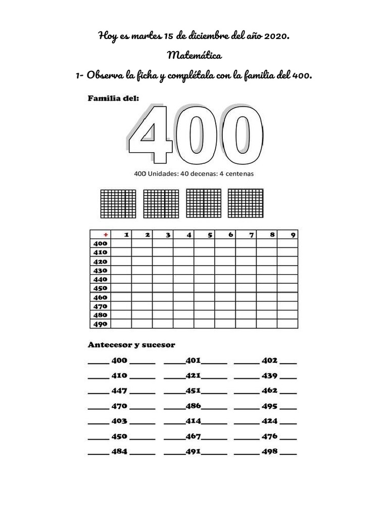 Actividades de Refuerzo2 - Familia Del 400 | PDF