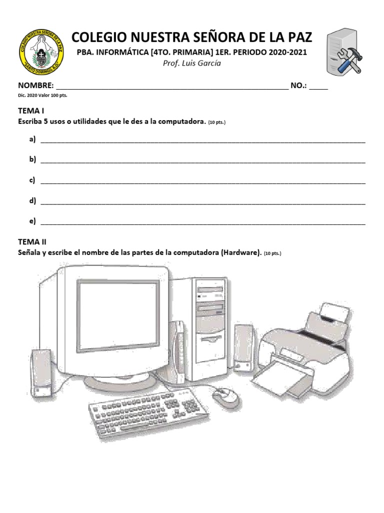 PBA. FIN DE PERÍODO DE INFORMATICA 4TO. PRIMARIA DIC. 2020-2021 | PDF ...