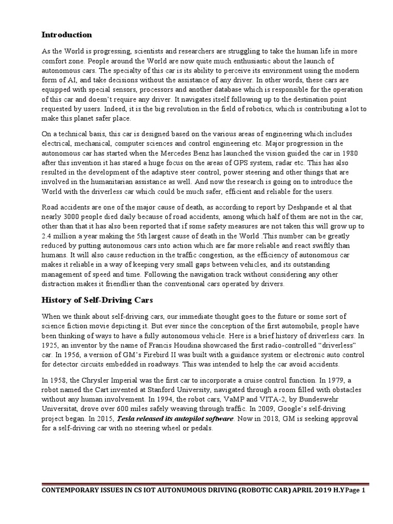 Autonomous Driving (Robotic Car) Assignment | PDF | Waymo | Traffic ...