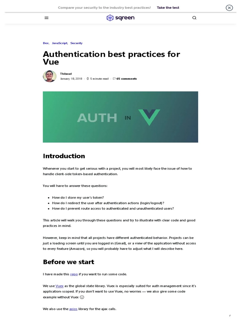 Authentication Best Practices For Vue Sqreen Blog Pdf Cookie