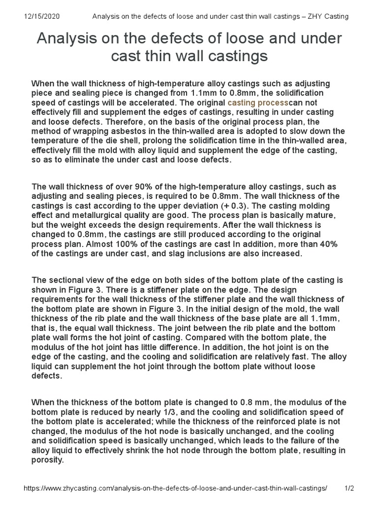 Analysis On The Defects of Loose and Under Cast Thin Wall Castings ...