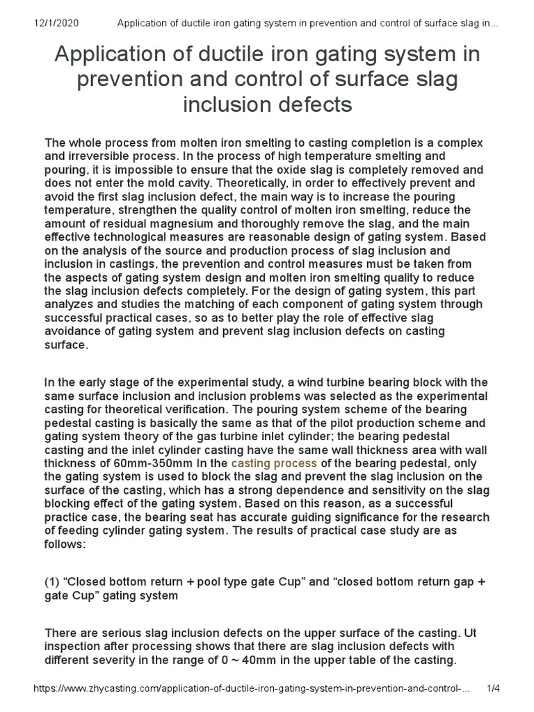 Application of Ductile Iron Gating System in Prevention and Control of ...