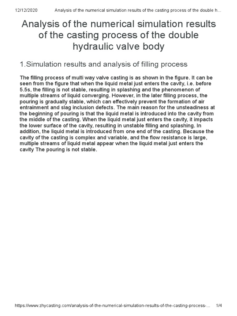Analysis of The Numerical Simulation Results of The Casting Process of The Double Hydraulic ...