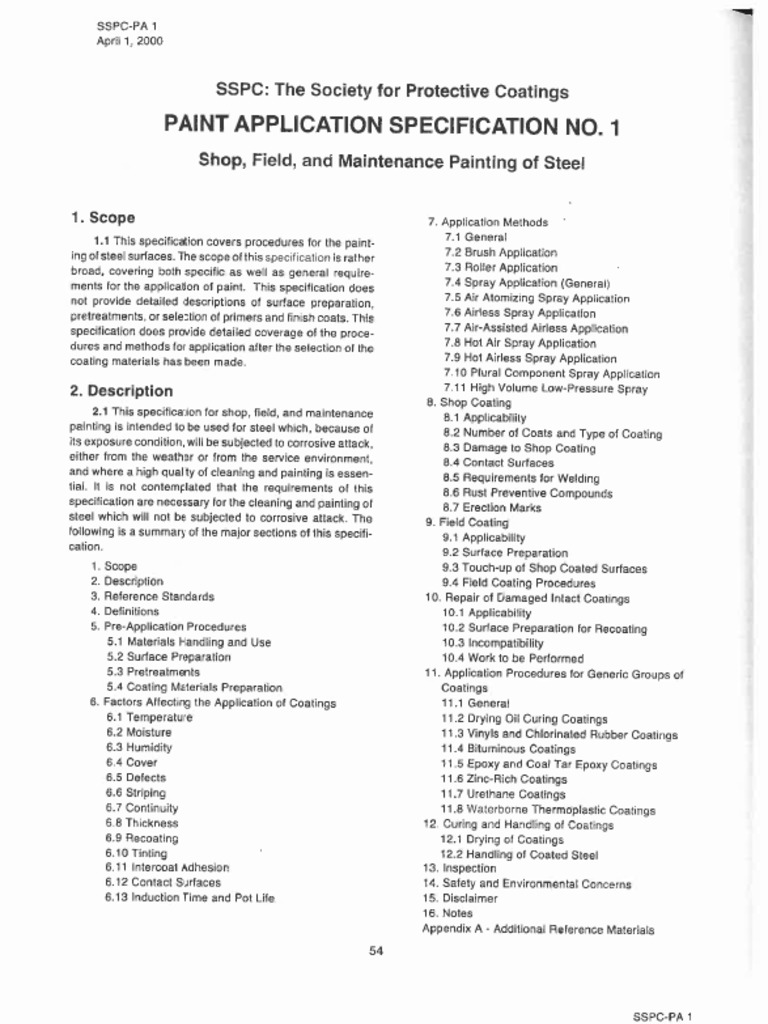 SSPC PA 1 Paint Application Specification | PDF