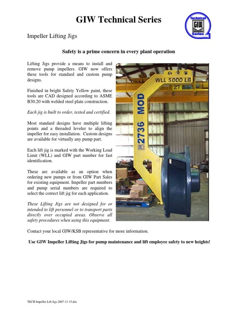 TECH Impeller Lift Jigs | PDF