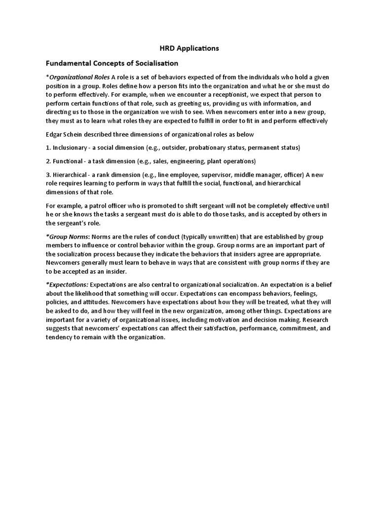 HRD Applications Fundamental Concepts of Socialisation | PDF