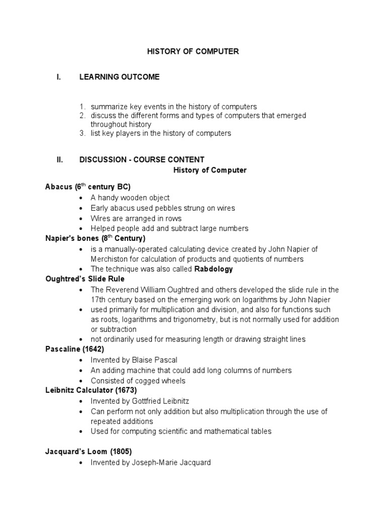 History of Computer | PDF | Personal Computers | Image Scanner