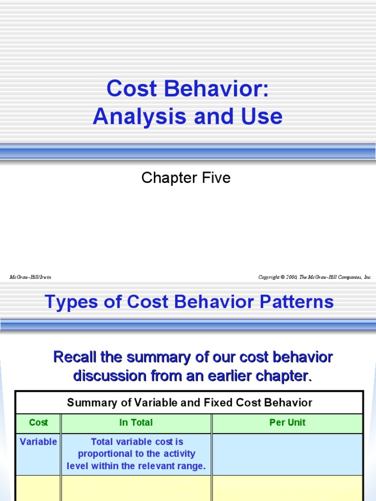 Cost Behavior: Analysis and Use: Chapter Five | Download Free PDF | Least Squares | Regression ...