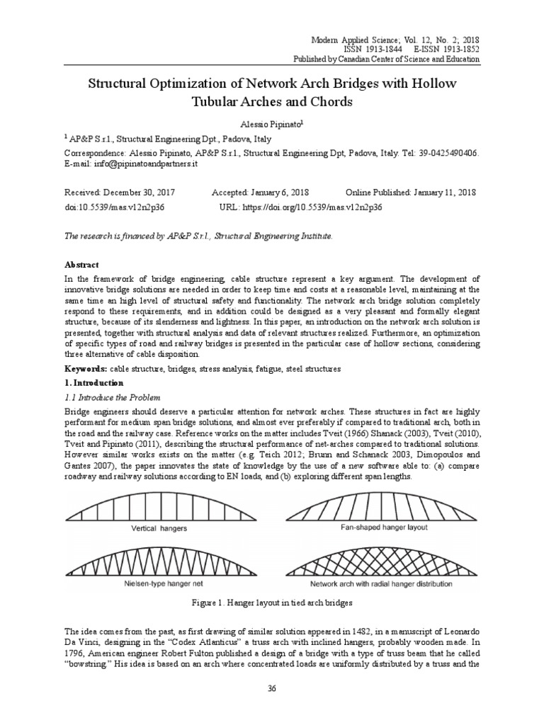 Structural Optimization of Network Arch Bridges With Hollow Tubular ...