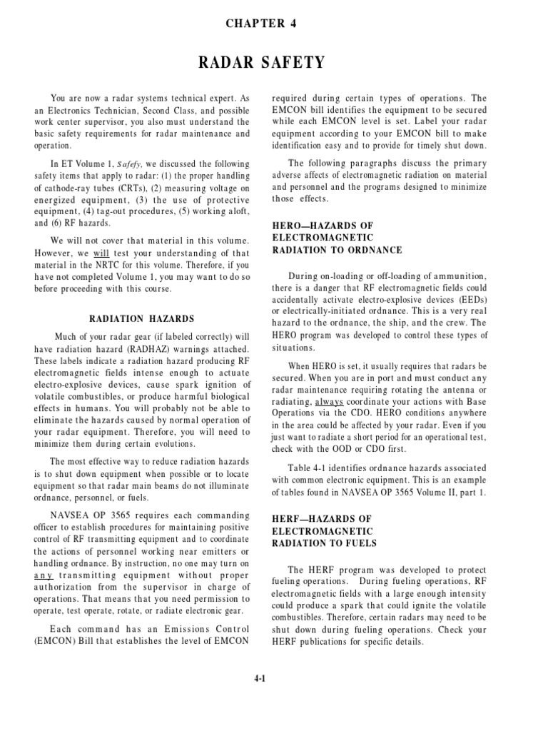 Radar Safety: Hero-Hazards of Electromagnetic Radiation To Ordnance ...