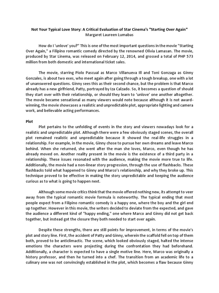 Not Your Typical Love Story: A Critical Evaluation of Star Cinema's ...