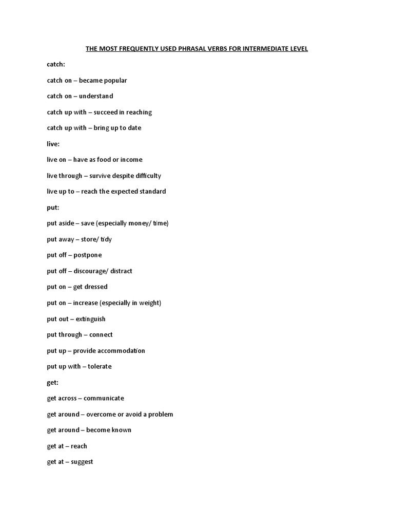 The Most Frequently Used Phrasal Verbs For Intermediate Level