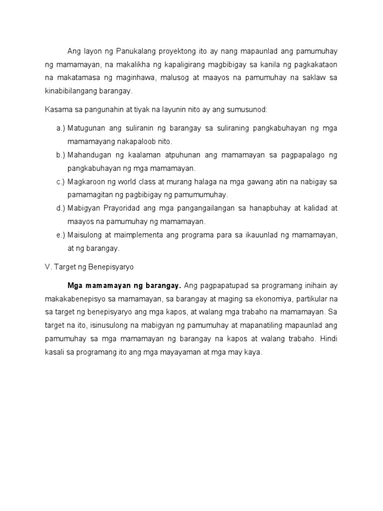 Layunin at Target NG Benepisyaryo | PDF
