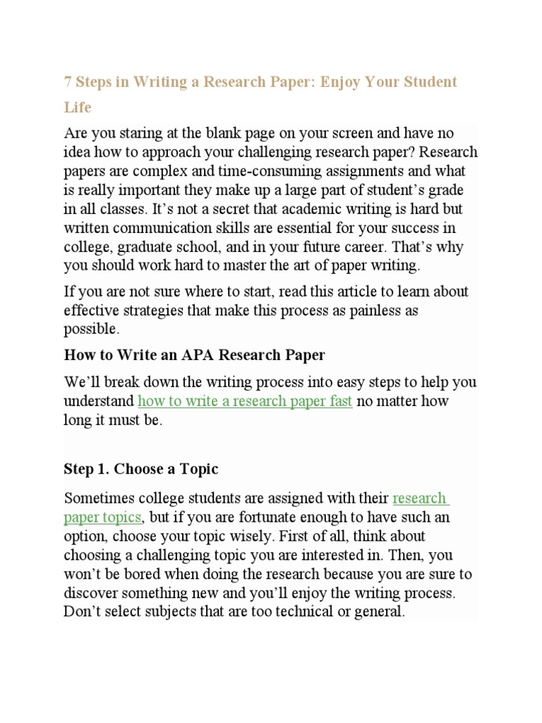 7 Steps to Write a Research Paper | PDF | Academic Publishing | Thesis