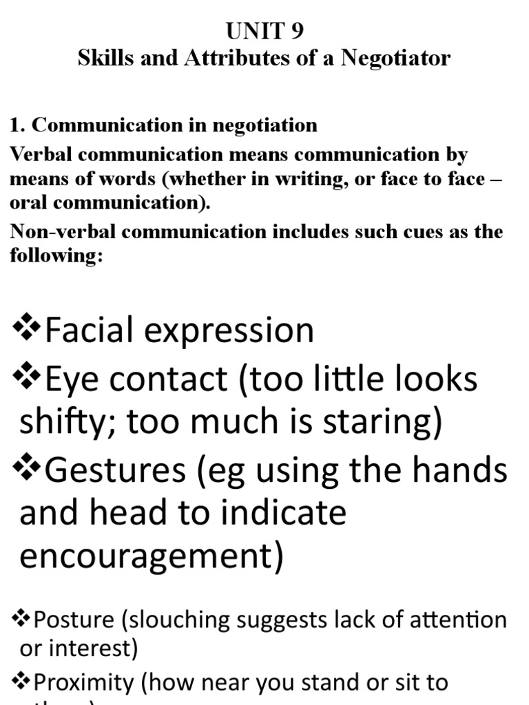 Unit 9 Skills and Attributes of A Negotiator | PDF | Negotiation ...