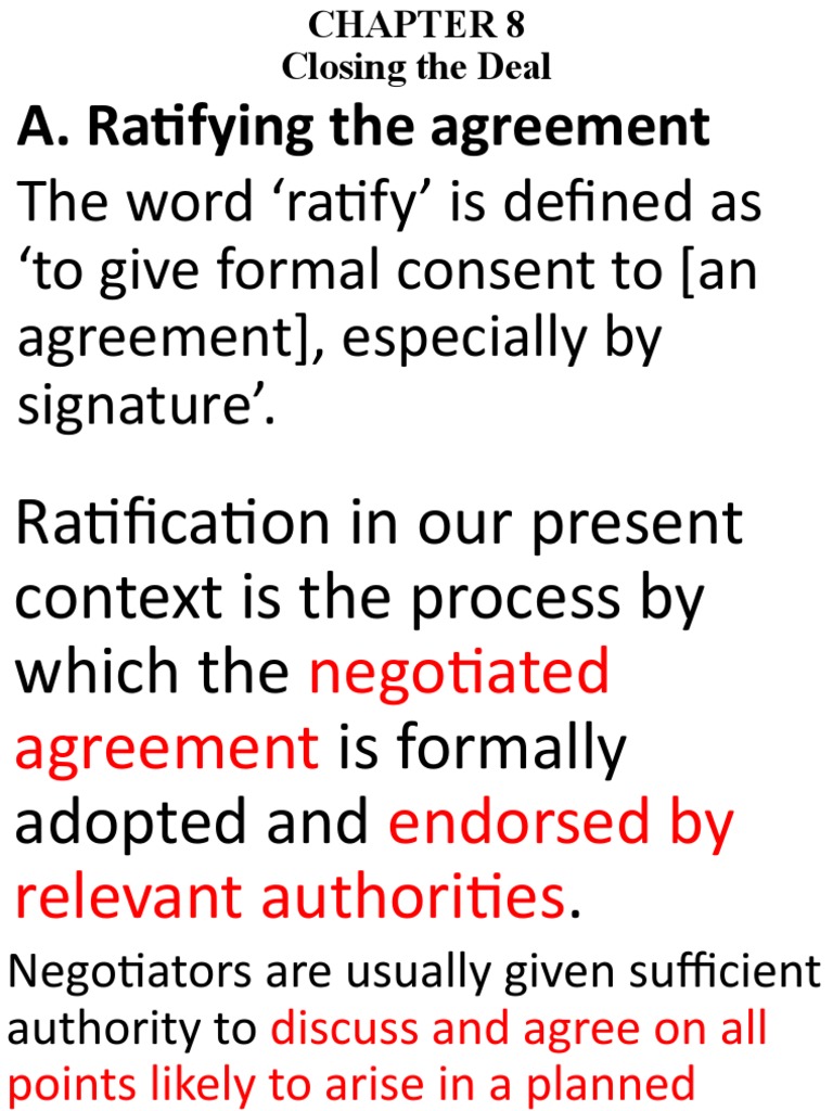 A. Ratifying The Agreement | Download Free PDF | Ratification | Negotiation